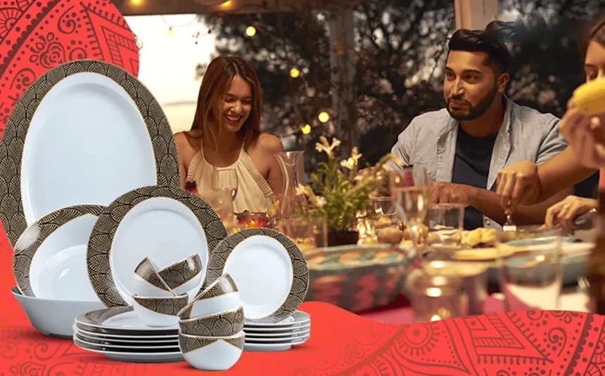 Elevate your dining experience with ORITSU Royal Leaf dinner set